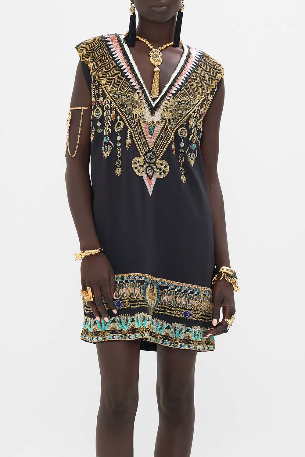 Hand Embellished Shift Dress - They Called Her Nefertari – wotzhotclothing