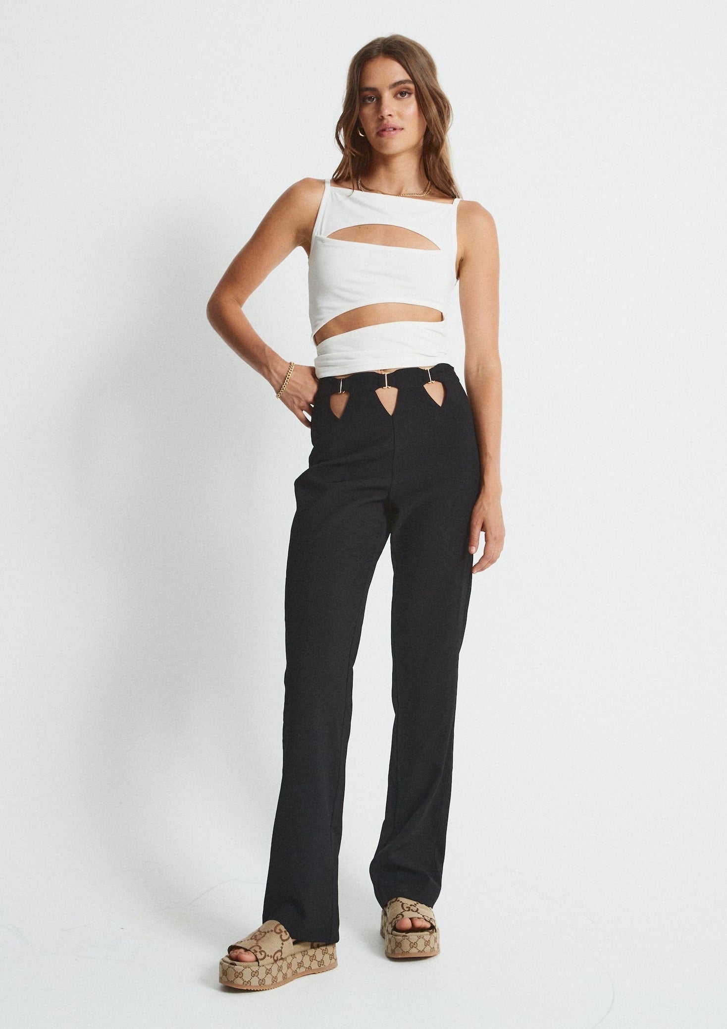 Full Moon Cut Out Top - White – wotzhotclothing